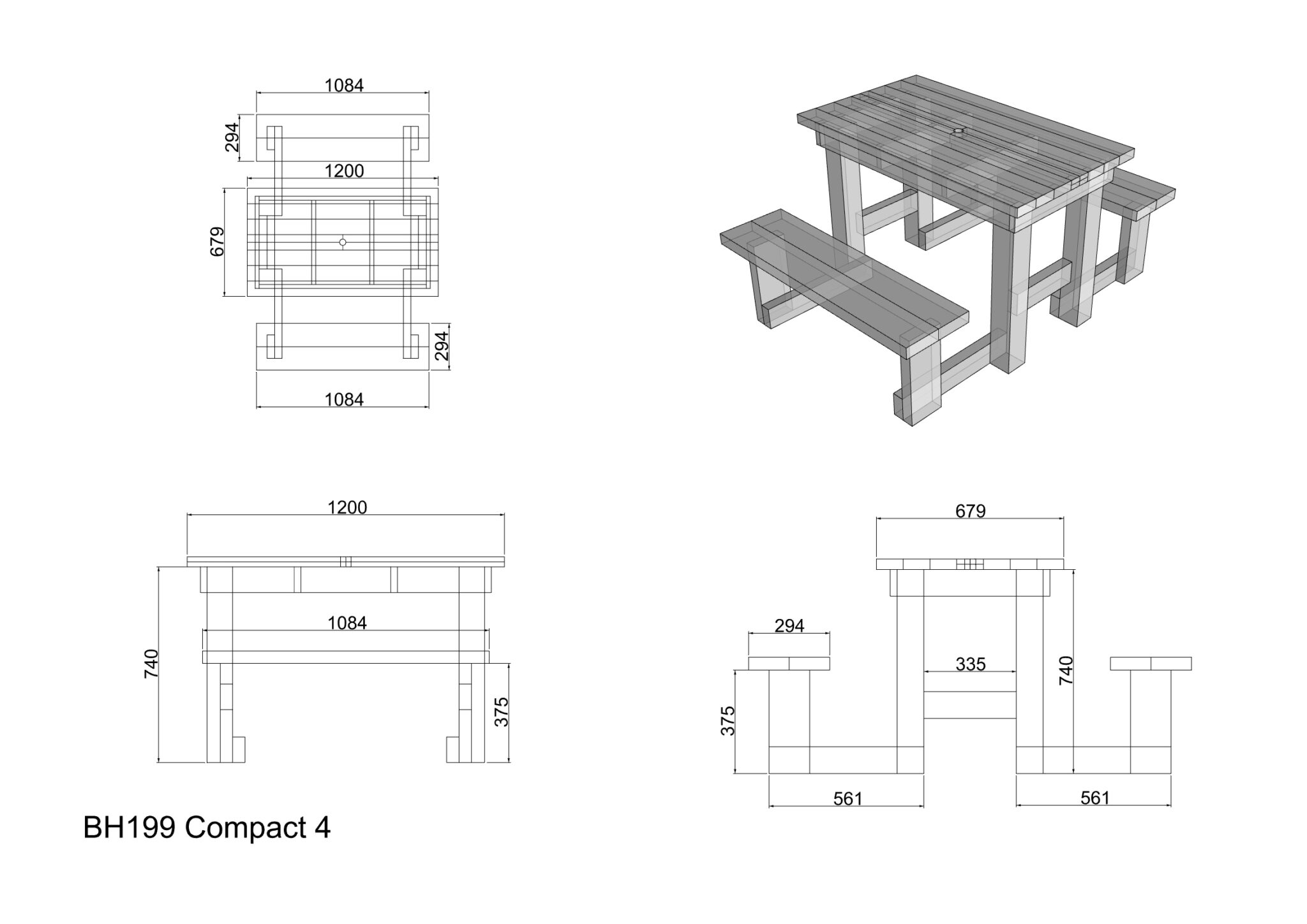 Compact4 SmartaTable Picnic Table | Plastecowood