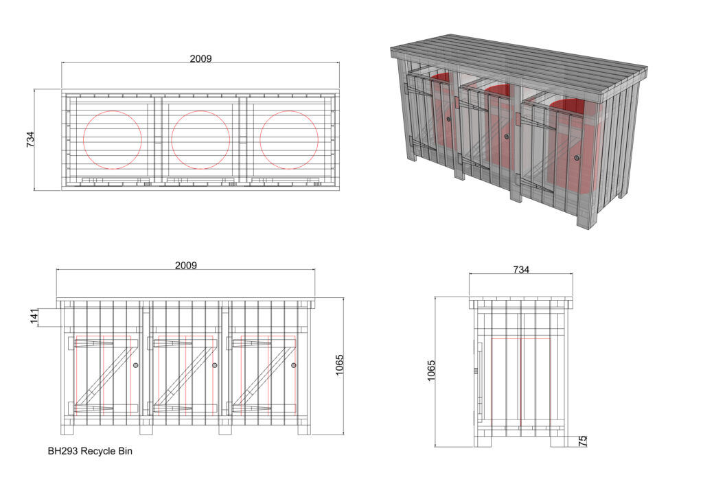 Three Bay Bin Enclosure | Plastecowood