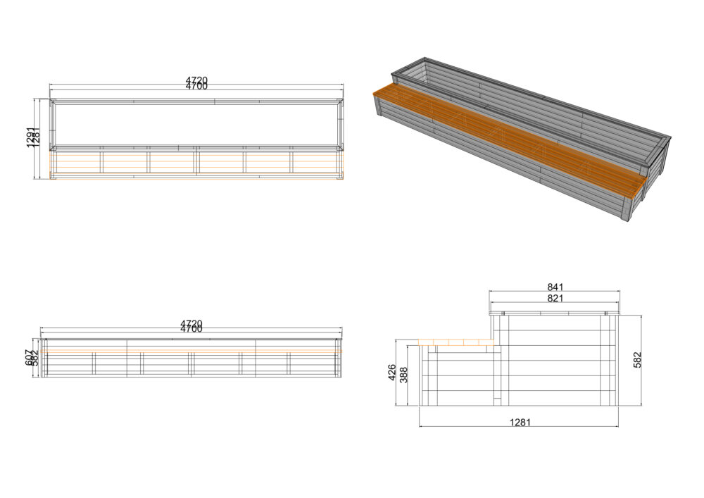 Recycled Plastic Straight Planter Bench (4.7m) | Plastecowood