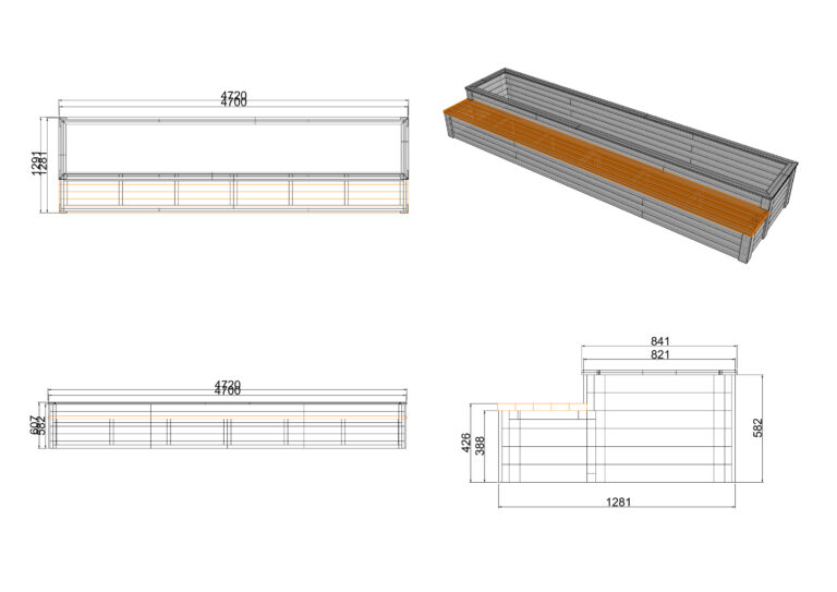 Recycled Plastic Straight Planter Bench (4.7m) | Plastecowood