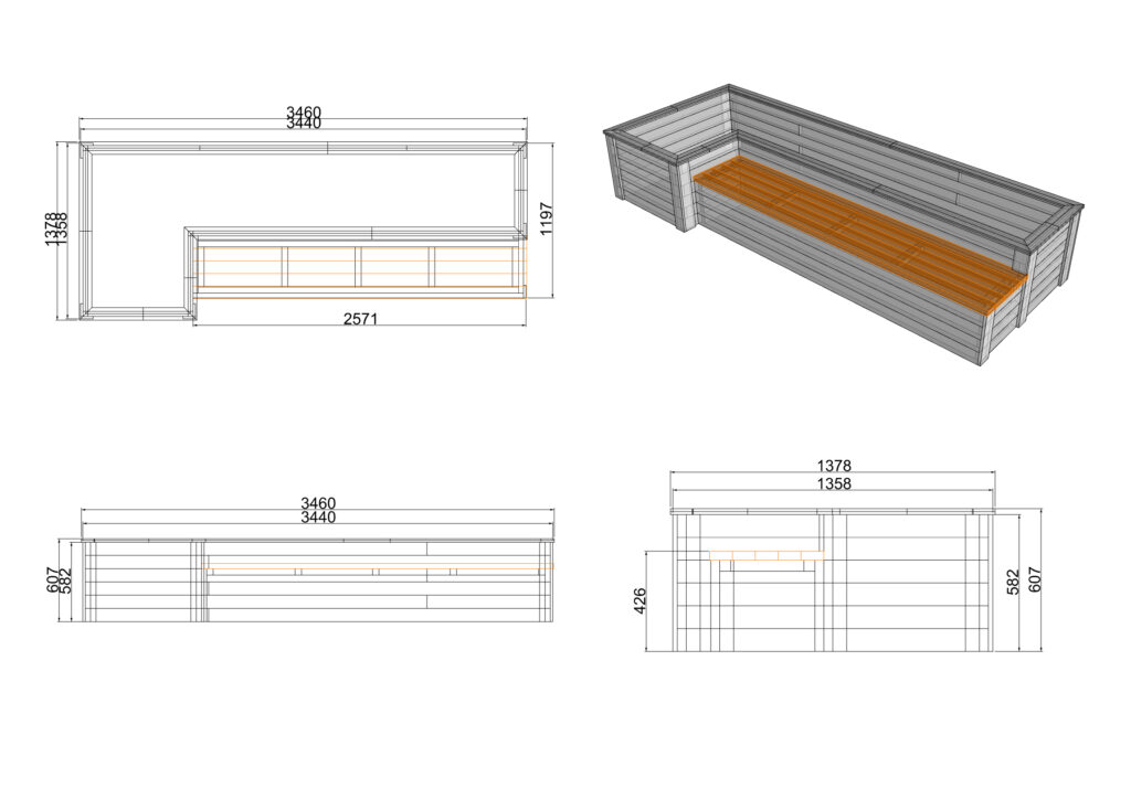 Recycled Plastic L Shape Planter Bench | Plastecowood