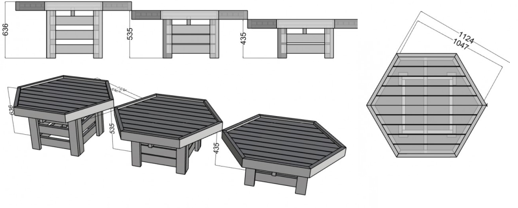 Hex Tables (Set of 3) | Plastecowood